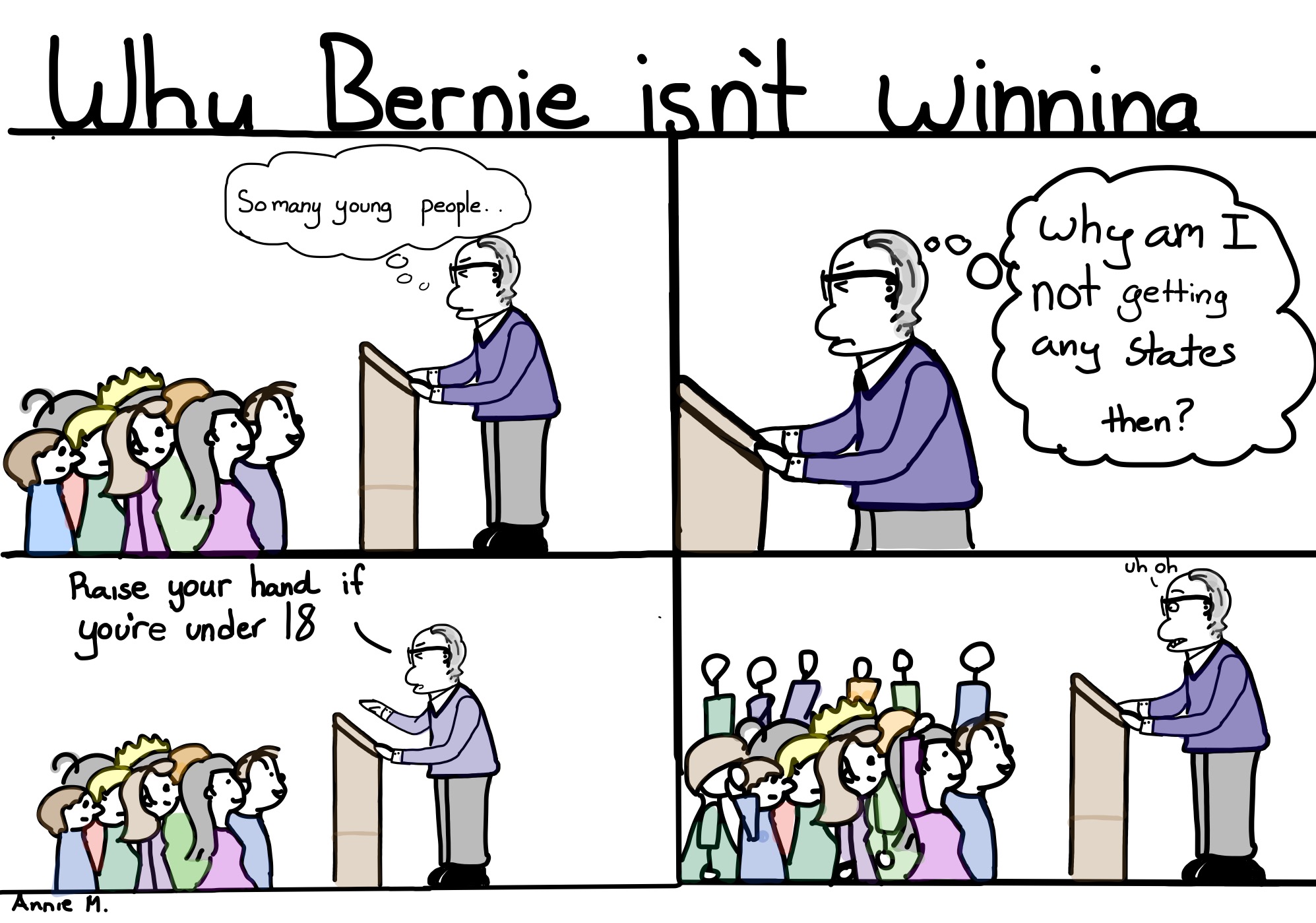 Original Cartoon – “Why Bernie Isn’t Winning” – The Buckley Bark